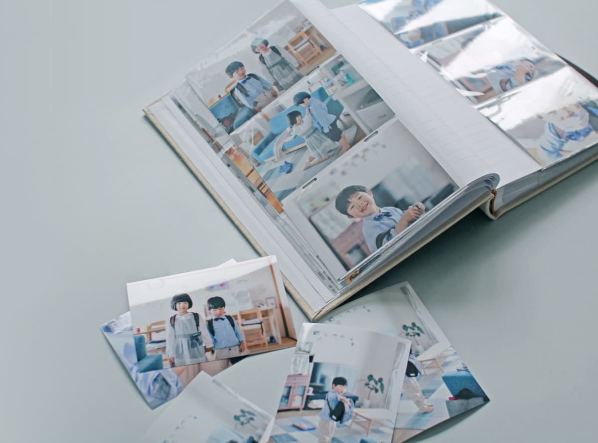 リネンアルバム＆写真プリント200枚セット｜写真の整理・収納はしまうまプリントで